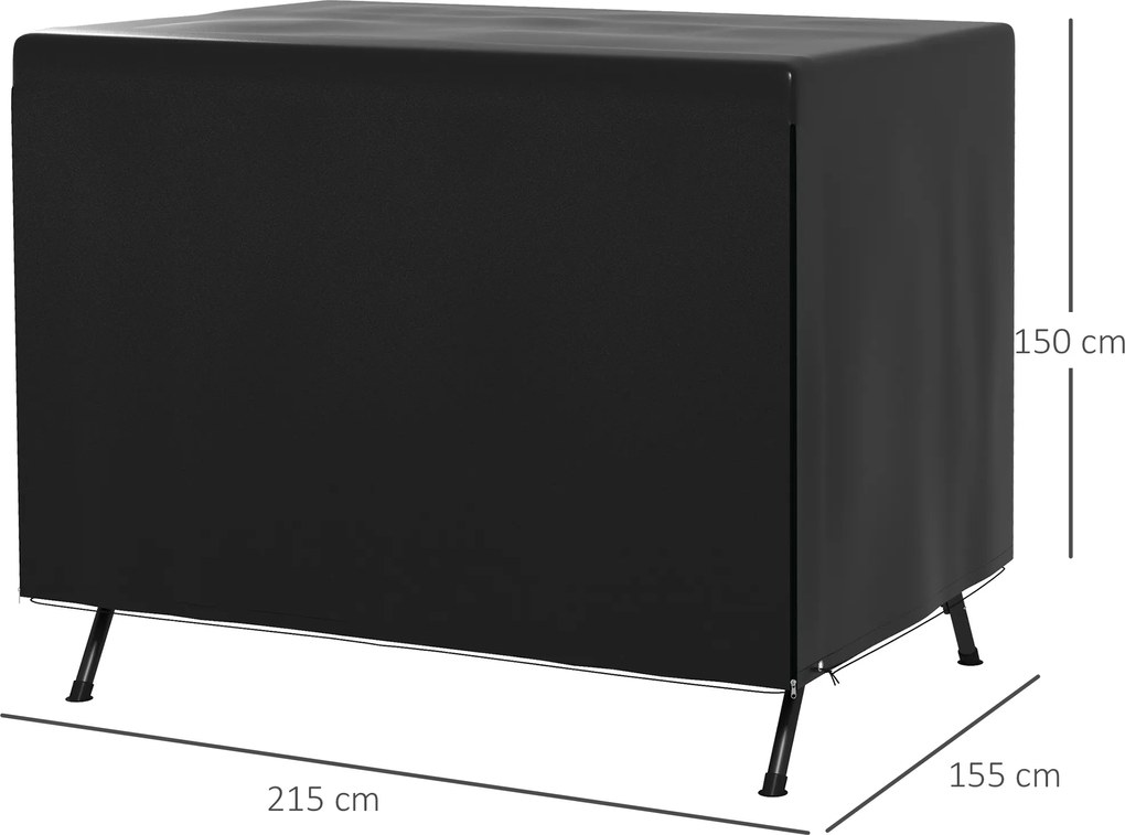 Kryt na zahradní nábytek Ochranný kryt na venkovní nábytek, 215 cm x 155 cm x 150 cm, černý
