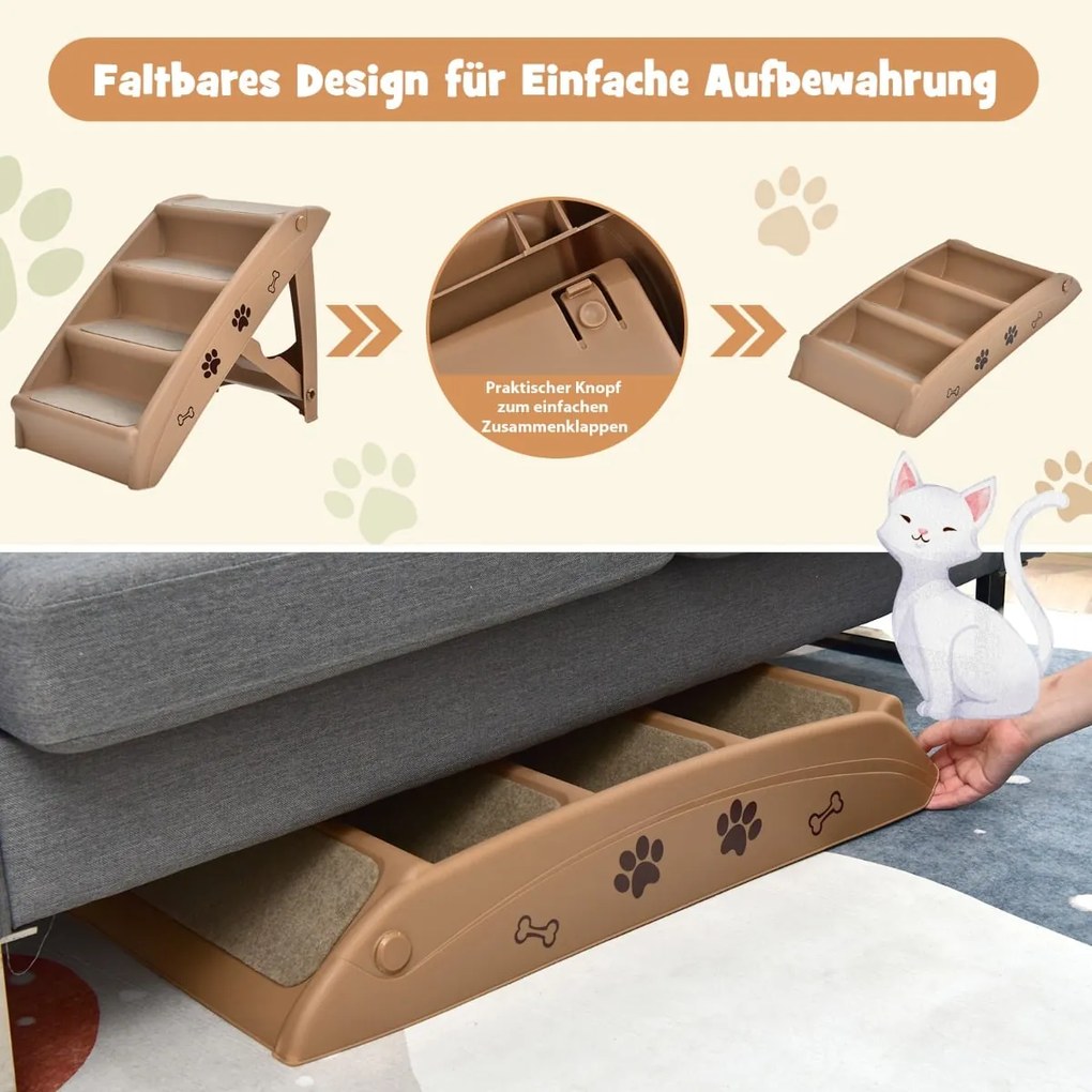 Costway Pet Schody se 4 schody Přenosný šplhací žebřík Bezpečná rampa pro psy