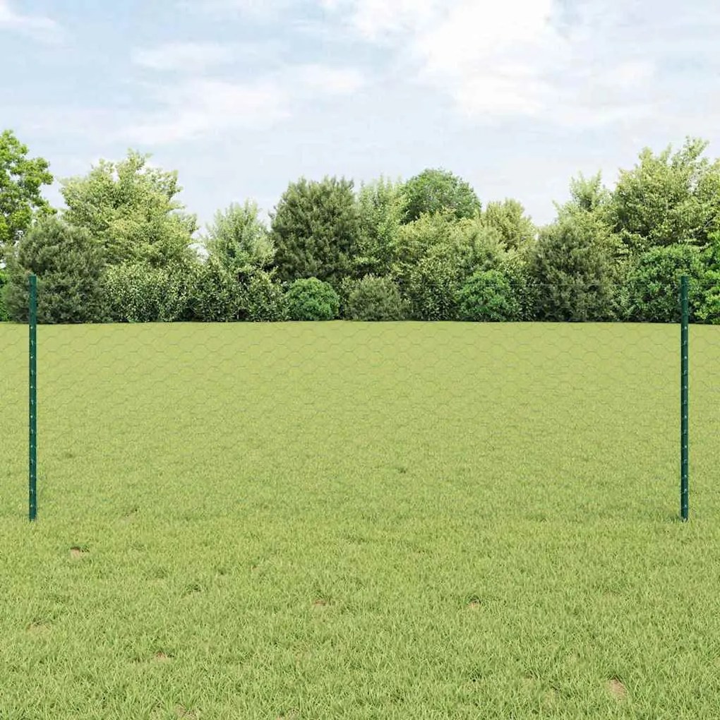 Hexagonální plot s podpěrou 10 x 0,8 m Ocel potažená PVC Zelená 3336679