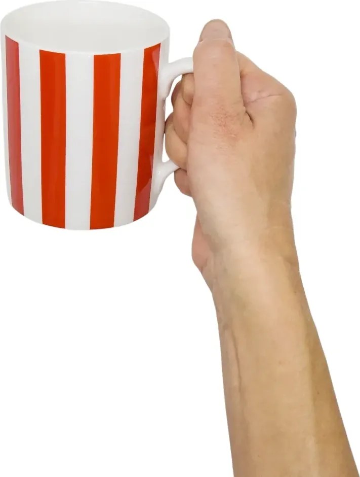 Hrnek Ahoy, 350 ml – porcelán Fine Bone China, červené pruhy, námořnický design