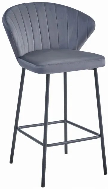 Set čtyř barových židlí GATTA sametové tmavě šedé (černé nohy) 4 ks