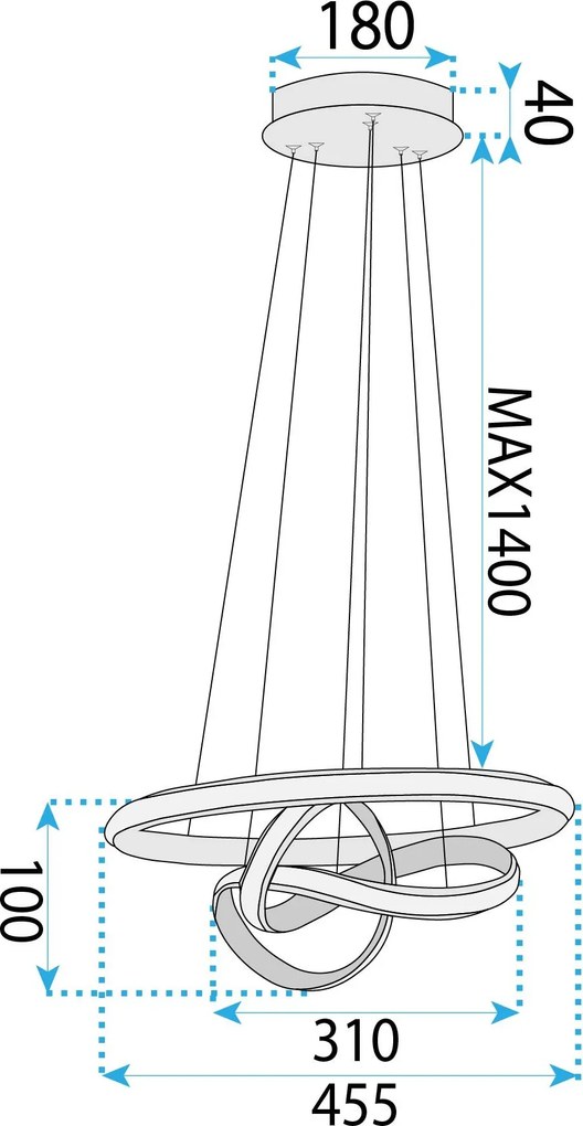 Toolight Toolight, LED závěsné osvětlení 45cm, 68W, 3000K, 3500lm, LHJ035-CP, zlatá, OSW-50048