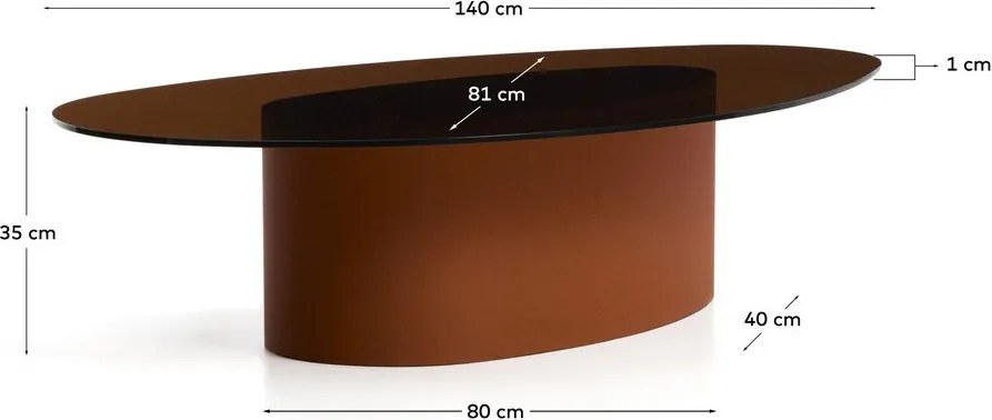 Hnědý konferenční stolek se skleněnou deskou 81x140 cm Olir – Kave Home