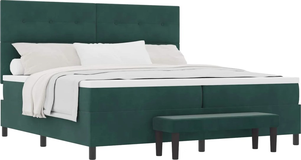 Postel s boxspringem s čelo Tmavě zelená 200 x 200 cm samet 3344537