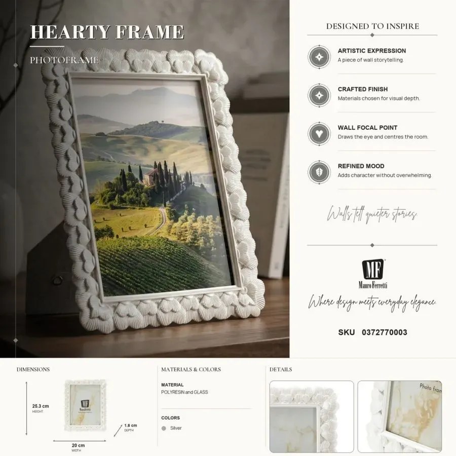 Fotorámeček Hearty 15x20 cm stříbrný