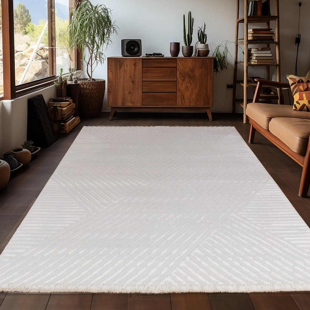 Ayyildiz, Kusový koberec Sahara 1115 Cream, 240x340, bílá, obývací pokoj