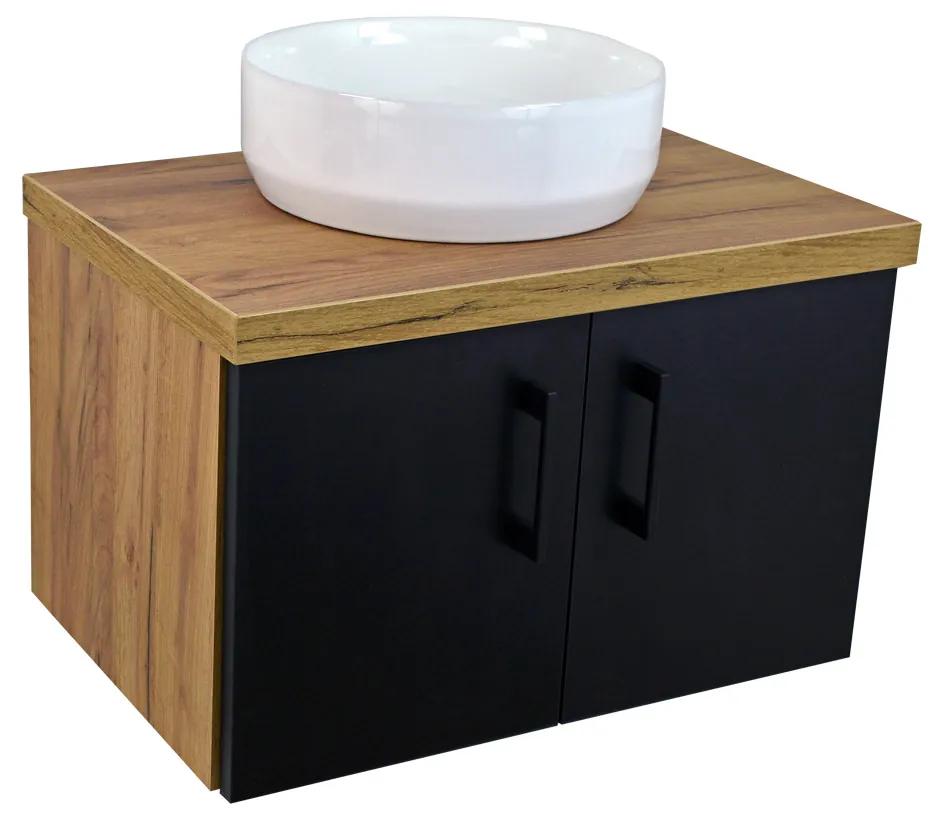 BPS-koupelny Koupelnová skříňka pod deskové umyvadlo Agria II GOB 60-HD - zlatý dub/černá
