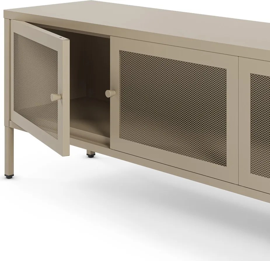 Krémový kovový TV stolek 160x50x35 cm Fayna – Marckeric