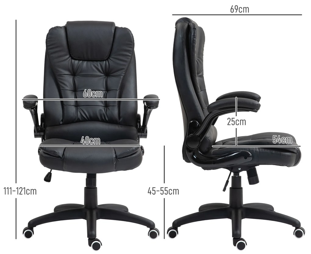 HOMCOM Kancelářská židle HOMCOM, ergonomická manažerská židle s houpací funkcí, sklopné područky, výškově nastavitelná kancelářská židle s otočnou fu…