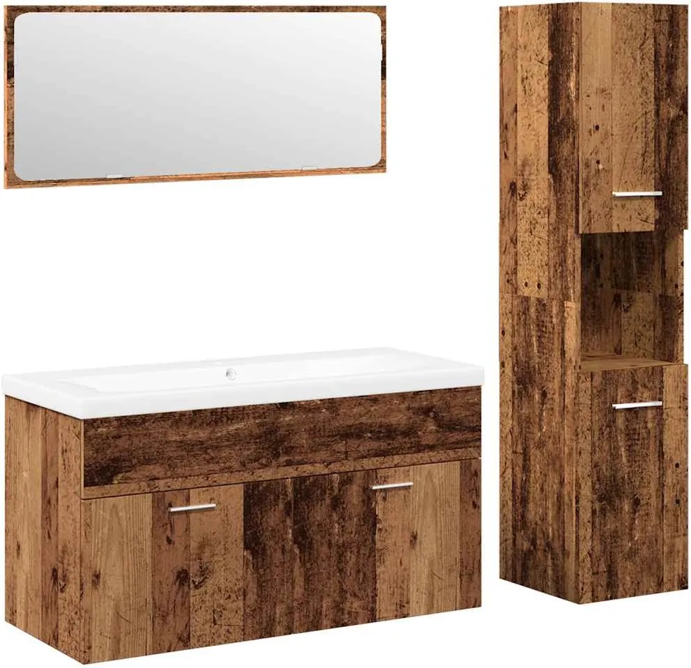 4dílná koupelnová sestava old wood kompozitní dřevo 3328599