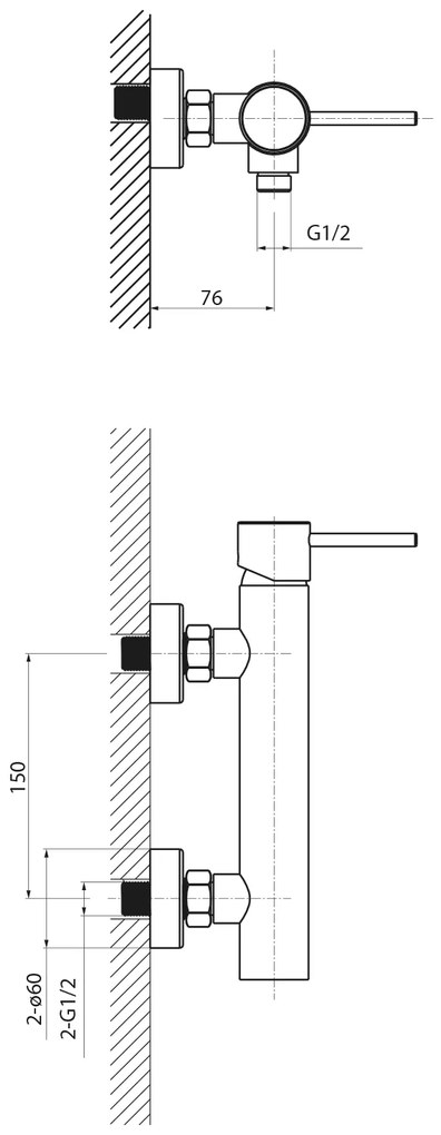 Sapho Iconic sprchová baterie nástěnná 150 mm zlatá matná AF011GB