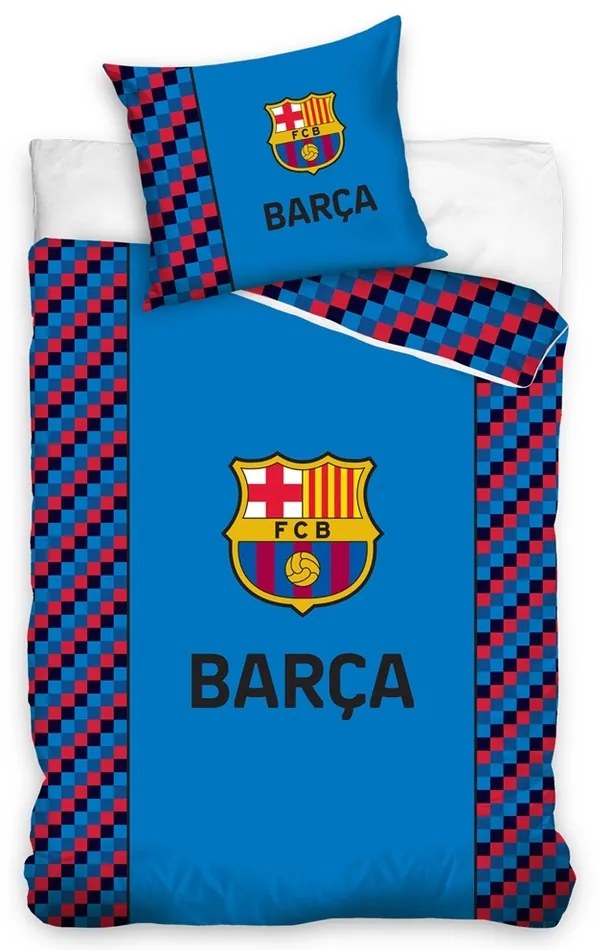 Bavlněné povlečení  FC Barcelona Small Cubes, 140 x 200 cm, 70 x 90 cm