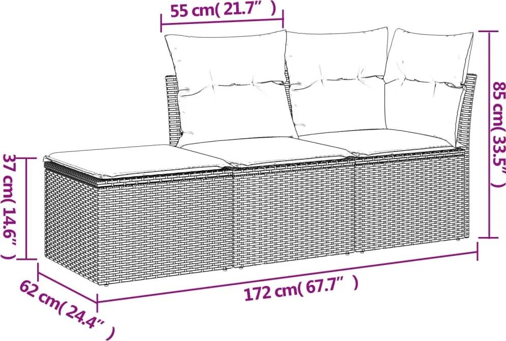 vidaXL 3dílná zahradní sedací souprava s poduškami polyratan [3217469] Barva: béžová a šedá