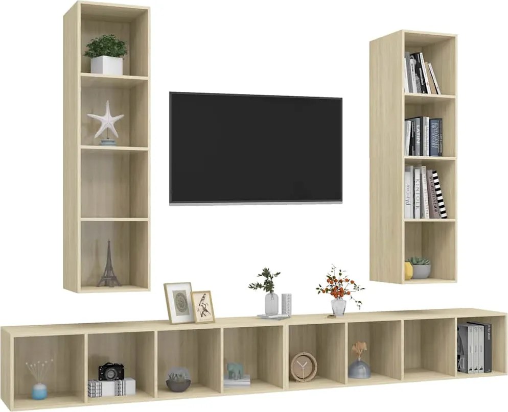 Nástěnné TV skříňky 4 ks dub sonoma kompozitní dřevo 3079892