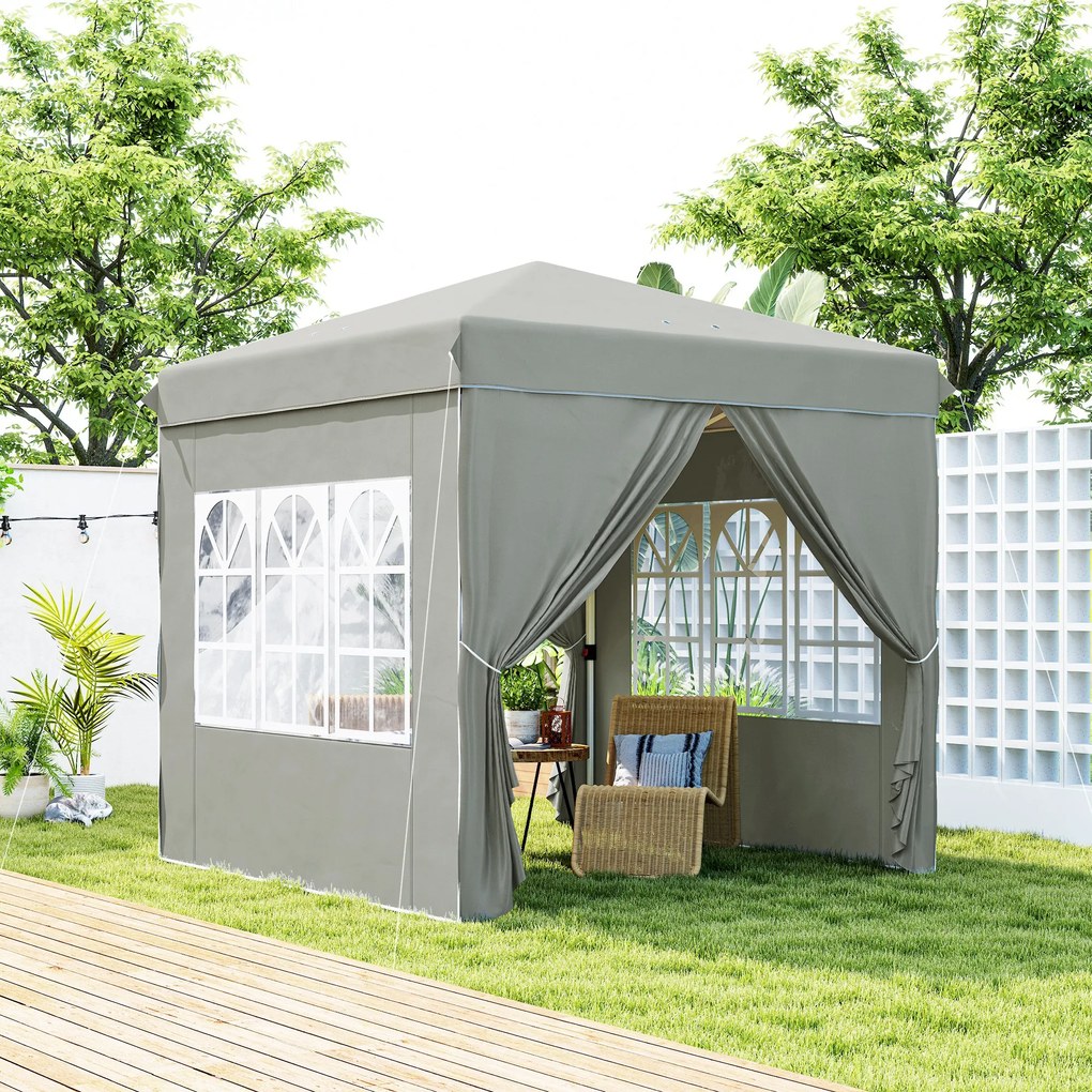 Outsunny altán 2,5x2,5 m, vodoodpudivý stabilní zimní pop-up skládací altán, UV ochrana 50+, skládací párty stan zahradní stan se 4 bočními panely ta…