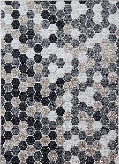 Berfin Dywany, Kusový koberec Lagos 1675 Beige, 140x190, šedá, obývací pokoj