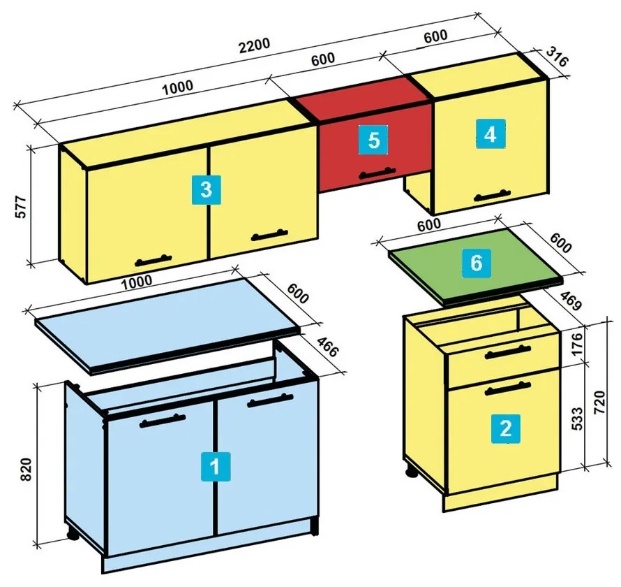 Kuchyňská linka Katia 220, dub san marino / béžová