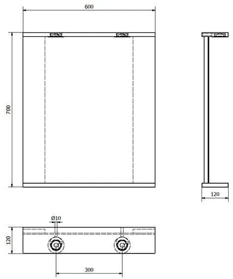 EBS K-Plus Zrcadlo 60x70x12 cm, s osvětlením S_PLUSZ60