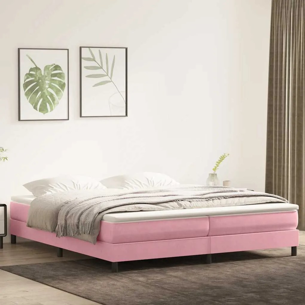 Postel Box Spring bez matrace růžová 200x220 cm samet 3315896