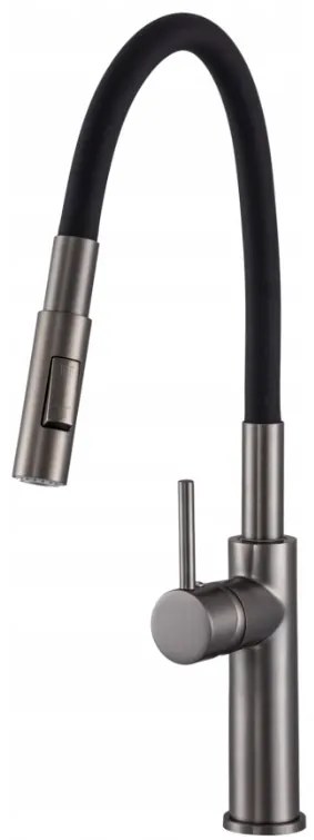 Gamma Full New, vysoká kuchyňská baterie s elastickým ramenem a sprškou h-485 mm, grafitová, GMA-BFLN-GG