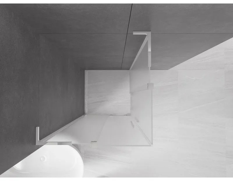Mexen Velar L Duo, sprchový kout s posuvnými dveřmi 100 x 100 cm, 8mm sklo námraza, chromová, 871-100-100-02-33-01