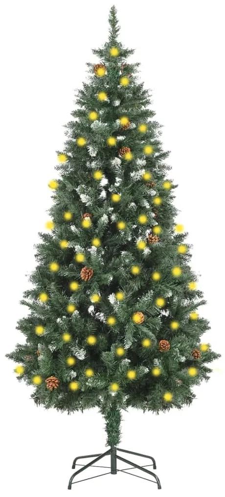 vidaXL Umělý vánoční stromek s LED osvětlením a šiškami 180 cm