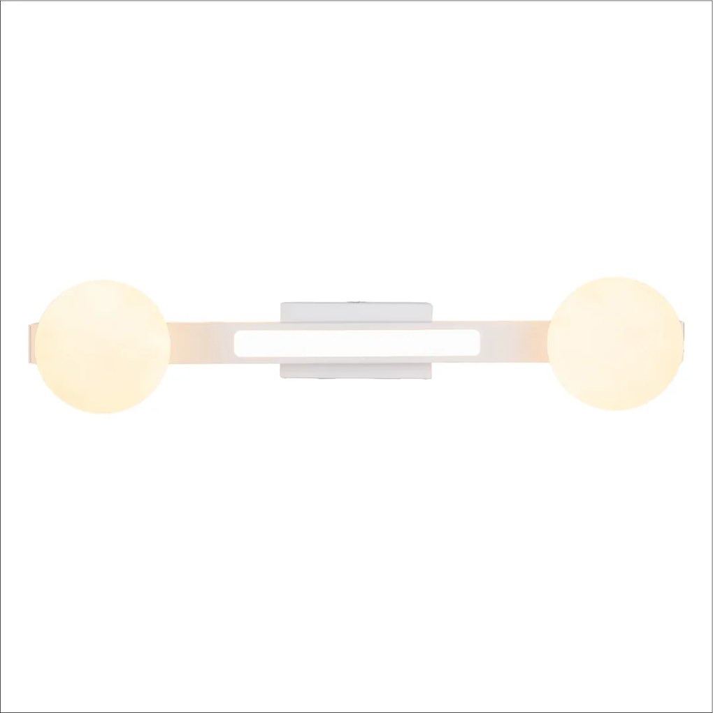 Nástěnné svítidlo Magnet1, 2x bílé skleněné stínítko + 1x LED 13W, w