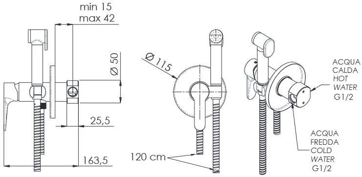 Hopa Pira 65W bidetová podomítková baterie se sprškou chrom BAREW65W