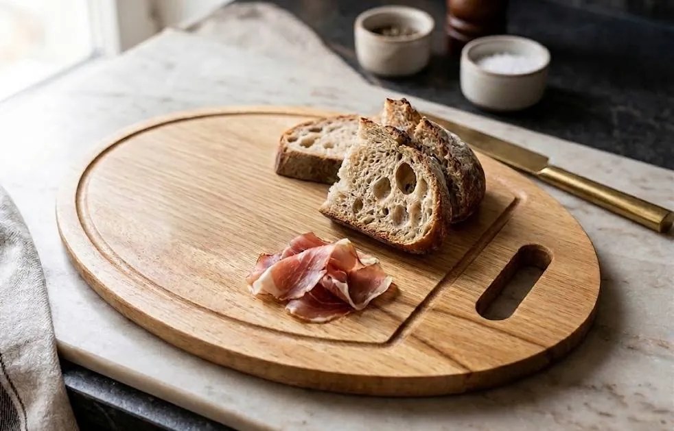 AMADEA Dřevěné servírovací prkénko - podnos ovál, masivní dřevo, 35 cm