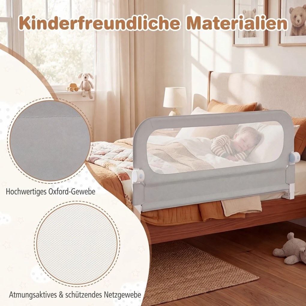 Costway Skládací kolejnice na postel s odnímatelným krytem Oxford a Strap Bed