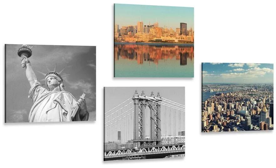 Set obrazů New York v zajímavém provedení Varianta: 4x 40x40