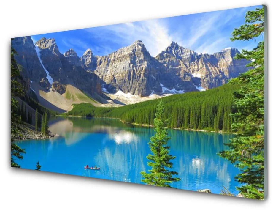 akrylový obraz Jezero Hora Les Krajina 125x50 cm