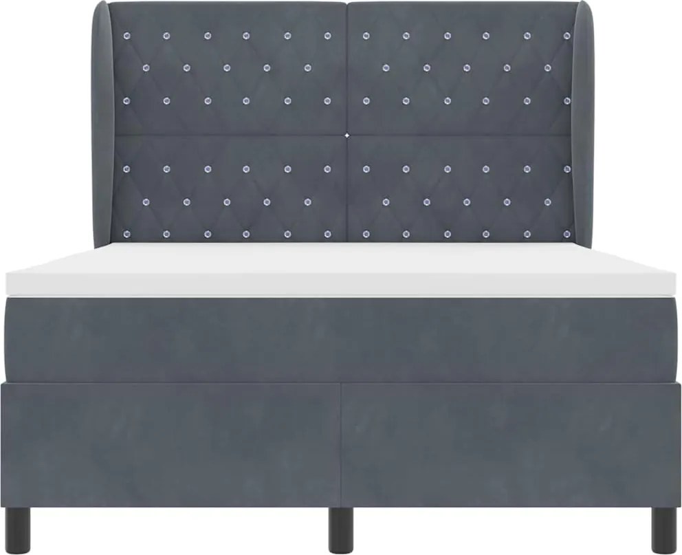 Postel s boxspringem s čelo Tmavě šedá 200 x 160 cm samet 3340881