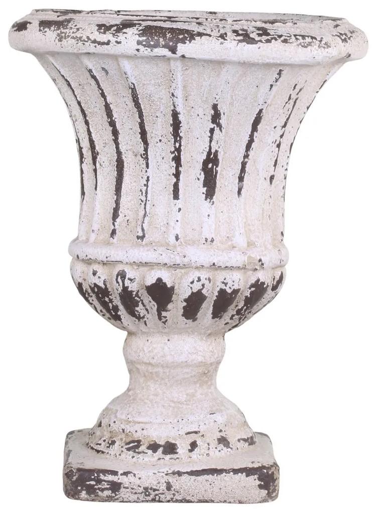 Krémový antik obal na květináč/ váza s patinou L - Ø 32*42cm