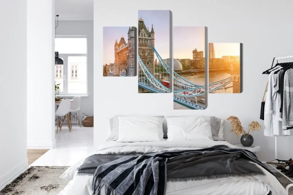 Vícedílný obraz Tower Bridge Při Východu Slunce Nedostatek Nedostatek Plátno Canvas 160x100