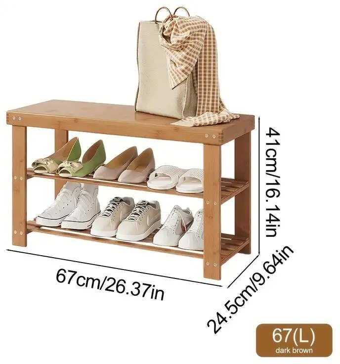Botník, lavice na boty, bambus, přírodní, NoBi DENIME 3