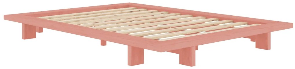OnaDnes -20% Růžová dřevěná dvoulůžková postel Karup Design Japan 140 x 200 cm