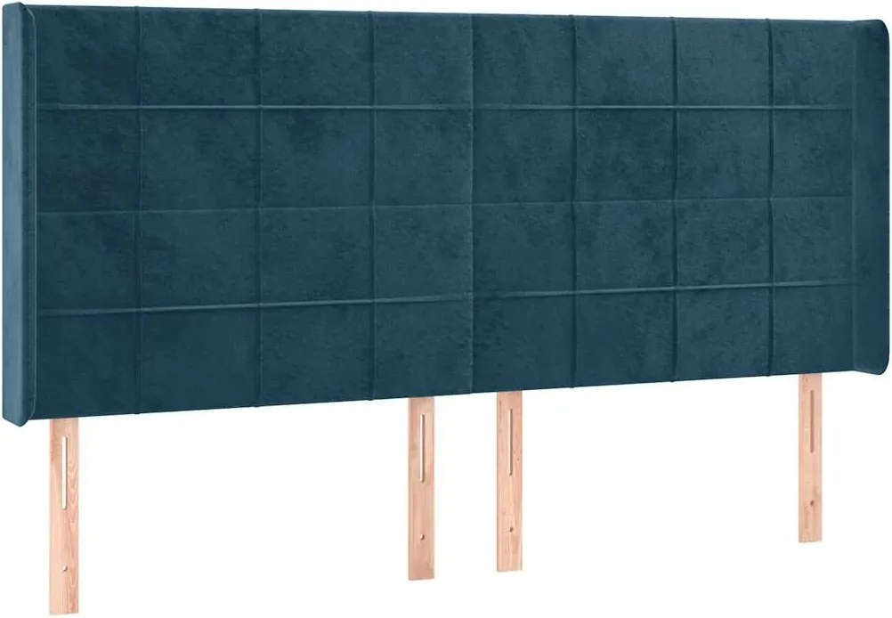 Box spring postel s matrací a LED tmavě modrá 200x200 cm samet 3139587