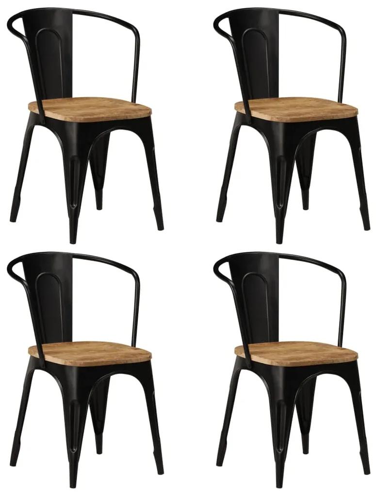 278779 vidaXL Jídelní židle 4 ks černé masivní mangovníkové dřevo
