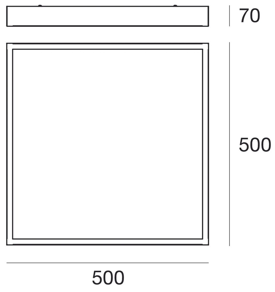 Linea Light Box_SQ, bílé stropní svítidlo 43W LED 3000K, 50x50cm