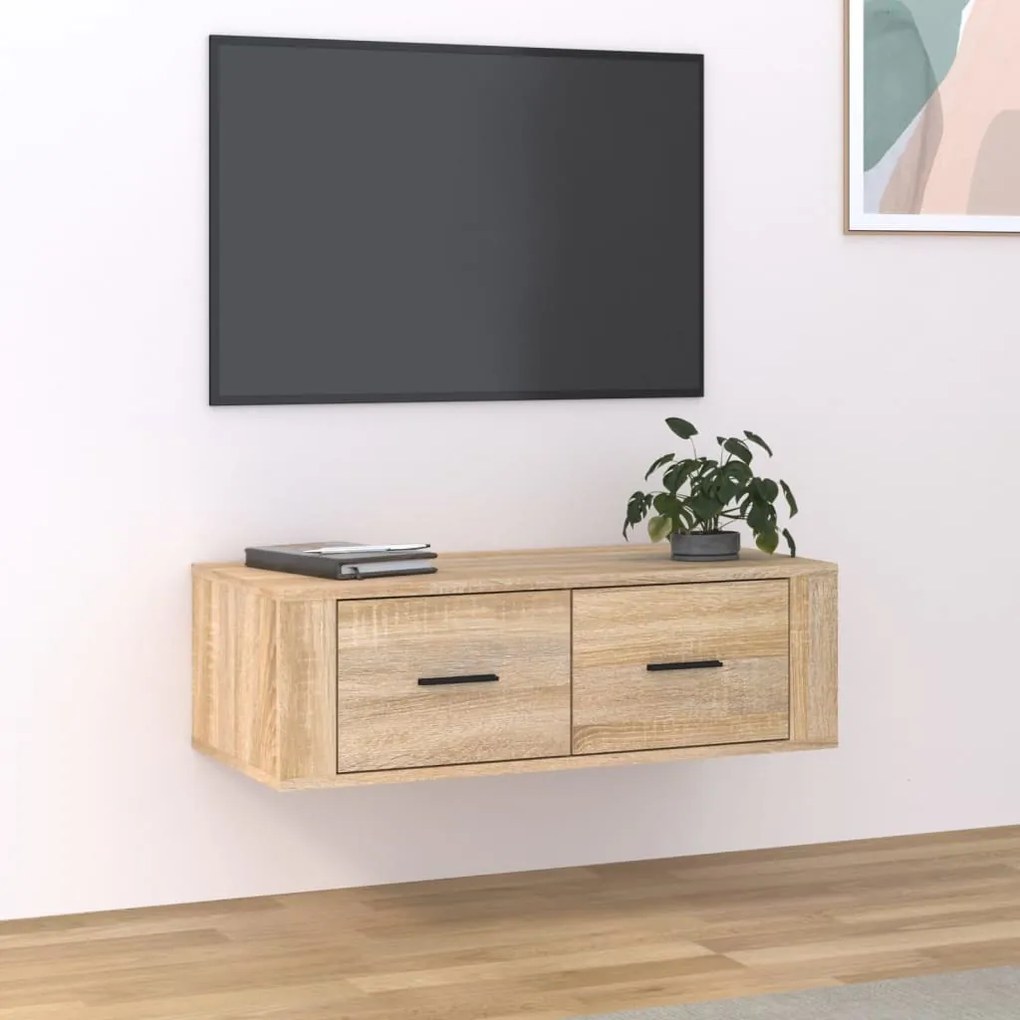 vidaXL Závěsná TV skříňka 80x36x25 cm kompozitní dřevo [816835] Barva: hnědý dub