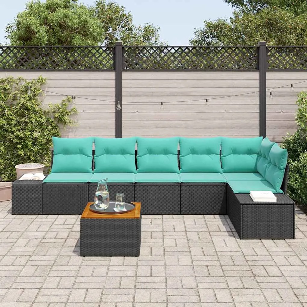 Sada zahradních pohovek 7 ks Černá a tyrkysová 3356639