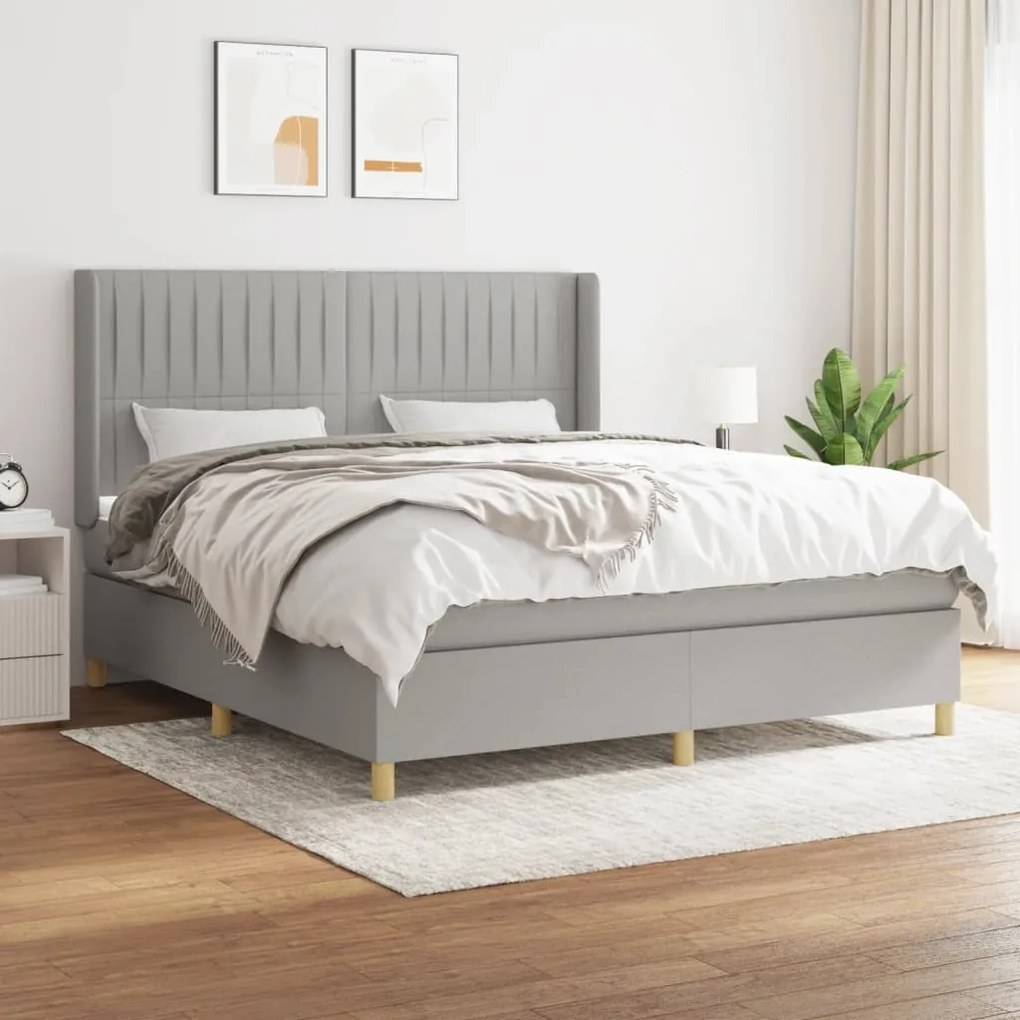 Box spring postel s matrací světle šedá 180 x 200 cm textil 3132169