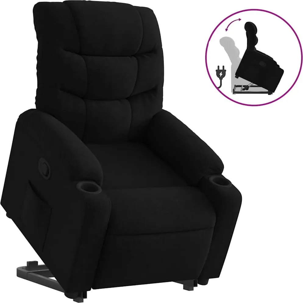 Zvedací polohovací křeslo černé textil 3206647