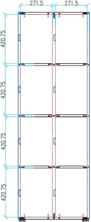 Dřevěná šatní skříňka S4 s úložnými boxy, 8 boxů, demont, RFID zámek, šedá/ořech