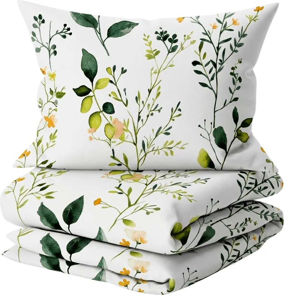 Sada povlečení z mikrovlákna FLORAMA bílé + povlak na polštář 45 x 45 cm ZDARMA