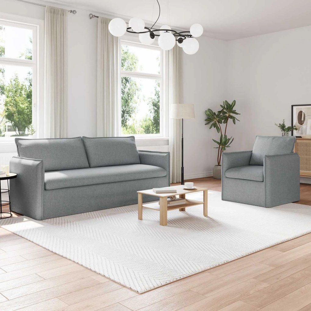 Set pohovek 2 ks Světle šedá Textil 3407611