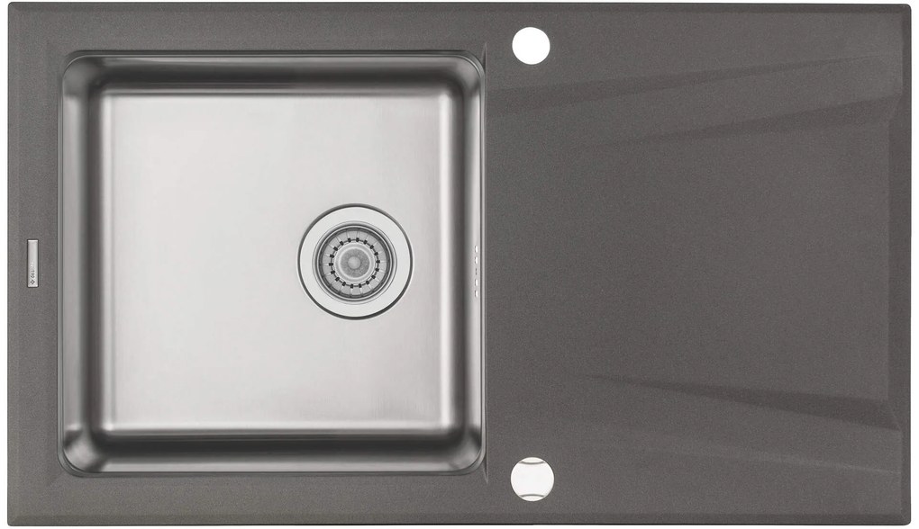 Deante Prime, granitově-nerezový dřez 860x500x220 mm, 3,5" + prostorově úsporný sifon, 1-komorový, antracitová metalíza, ZSR_T113