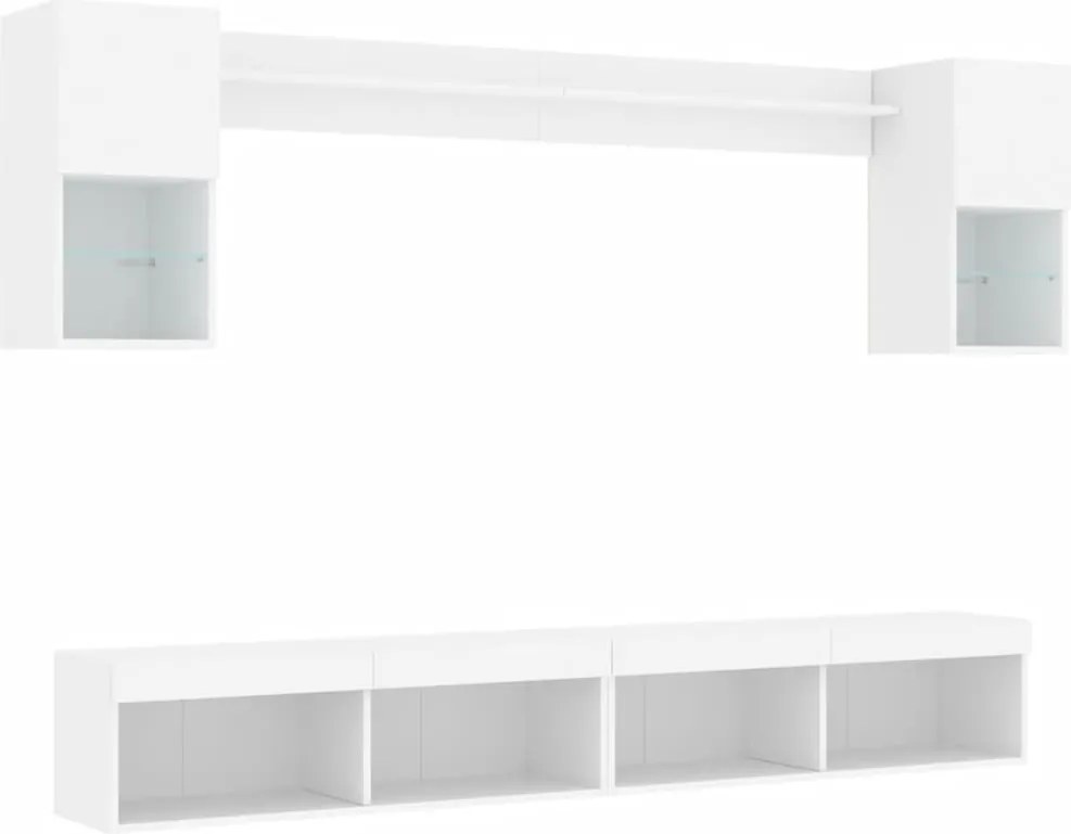 6dílná obývací stěna s LED osvětlením bílá kompozitní dřevo 3216686