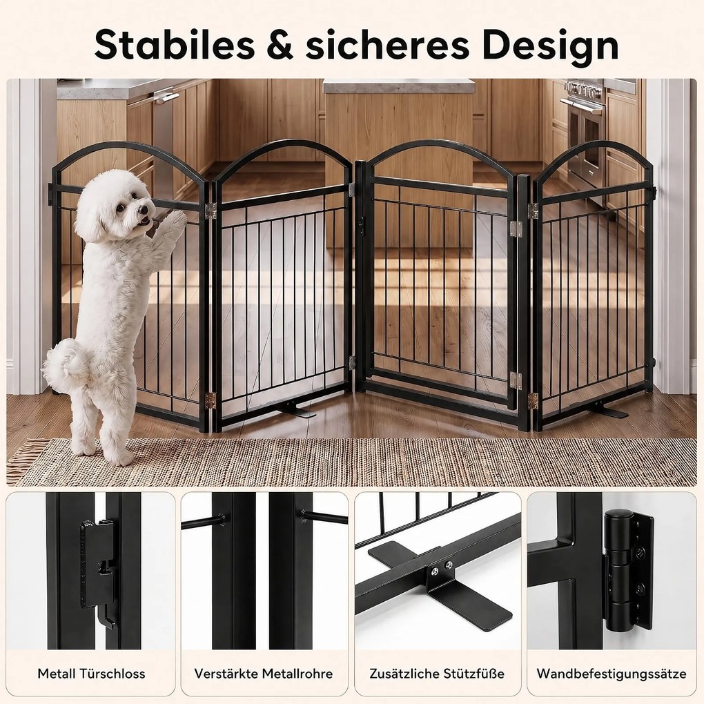 Costway Brána pro psy 81 cm vysoká zábrana skládací 4 panely štěněcí brána volně